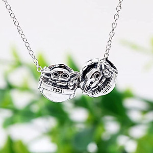 Ouroyea Baby Grogu & Crib Yoda Charm 925 Sterling Silver Pendant,Jewelry Bead Gifts for Women Bracelet&Necklace 027