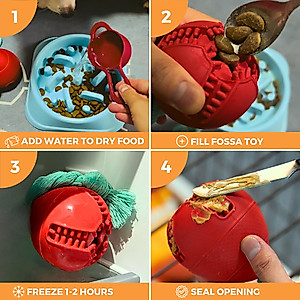 Fossa 4-in-1 Crate Entertaing Puzzle Chew Toy for Dogs | Upgrade Crate Training Aids for Puppies | Food Treat Dispensing Dog Toys | Dog Teething Ball with Adjust Rope to Reduce Stress Anxiety