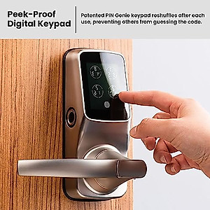 Lockly Secure Plus, Bluetooth Smart Door Lock, Keyless Entry Door Lock, PIN Genie® Keypad, 3D Biometric Fingerprint Sensor, Auto Lock - Satin Nickel (PGD628FYSN)