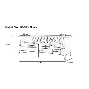 ERYE Mid-Century Modern Velvet Chesterfield Button Upholstered 3 Seaters Sofa Couch, Golden Legs, Flared Padded Armrest,Removable Cushions Cover for Living Room,Bedroom,Office,Apartment, Dorm