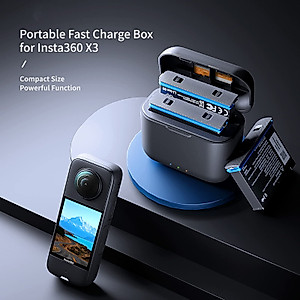 MoriEnzi for Insta360 X3 Battery Intelligent Fast-Charging case Portable Battery Storage Box 360X3 Accessories 2 Battery Charger