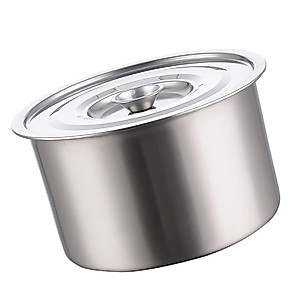 Stainless Steel Soup Seasoning Pot with Lid, Non Stick Multi Functional Stew Container Kitchen Utensil, suitable for seasoning, condiments, soups, containers and other uses (Large)