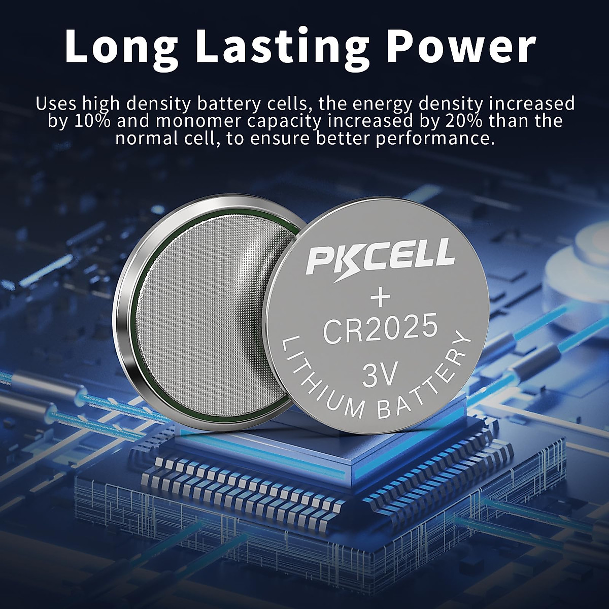 PKCELL 5Pcs CR2025 Battery CR 2025 3V Lithium Coin Battery for Car Key Fob, Remote Control