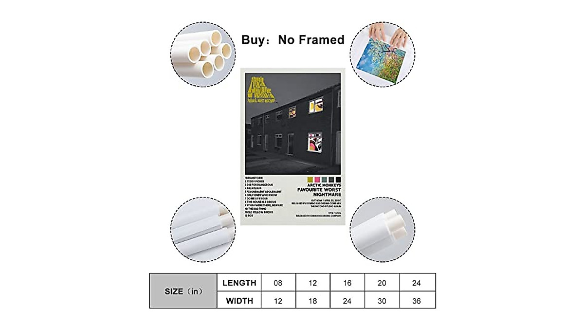 XINYA Arctic Poster Monkeys Canvas Wall Art for Room Decor