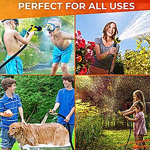 Topidex Car Wash Kit, Expandable Garden Hose 50 FT - with High Pressure Spray Nozzle – Durable Soap Dispensing Sprayer Gun - 9 Spray + 3 Foam Spraying Patterns with Storage Bag, Hanger & Wash Mitt