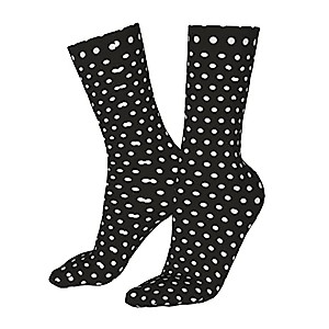 CWTYEOXE White Black Polka Dot Socks for Men Women Casual Crew Socks Comfort Sport Work Mid Tube Stockings 40 Cm
