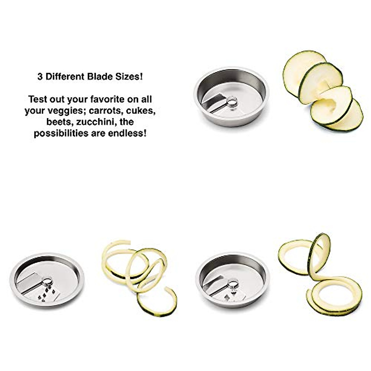 Jarware 3 in 1 Mason Jar Spiralizer Lid, Wide Mouth, Stainless Steel