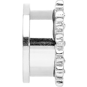 Body Candy 2Pc Womens 316L Steel White Leaves 3/4" Double Flare Screw Fit Tunnel Plug Ear Plug Gauges Set