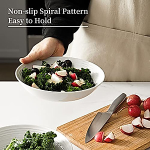 Y YHY 26 Ounces Porcelain Pasta Salad Bowls, White Soup Bowl Set, Wide and Shallow, Set of 6, Spiral Pattern, Christmas Thanksgiving