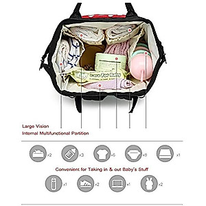 KIKYOU Diaper Bag Backpack,Waterproof Maternity Nappy Bag Changing Bags, larger, BAG01-a