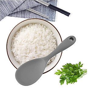 Rice Paddle, Silicone Rice Spoon Non Stick Rice Scooper Heat Resistant Kitchen Gadge Rice Spoon Paddle Cooking Utensil Rice Spatula Rice Cooker Spoon for Rice, Salads, Mashed Potato (Set of 2)