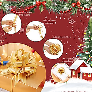 HAPPY POTATO Gift Bows, 6 inches Large Gold Pull Bows, Bows for Gifts, Large Bows for Presents, Pull Bows with Ribbon for All Occasions (Pack of 15)