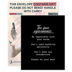 The Four Agreements Inspirational Wall Art - Motivational Wall Decor - Office Wall Art - Motivational Wall Art - Inspirational Quote Poster - Designed & Printed in Texas, 8x10 Glossy Photo paper