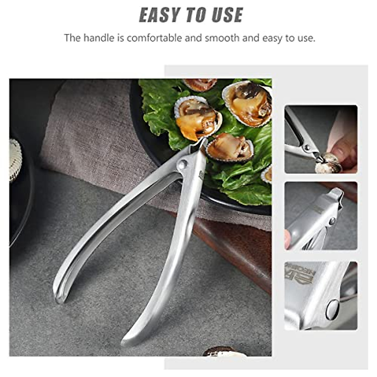 BESTonZON 1pc Peeler Opener Handle Scald Shell Crackers Tool Practical Nut Oyster Steel Clam Seafood Stainless Duty Sunflower Holder Shucker Anti- with Kitchen Silver Almonds Walnut