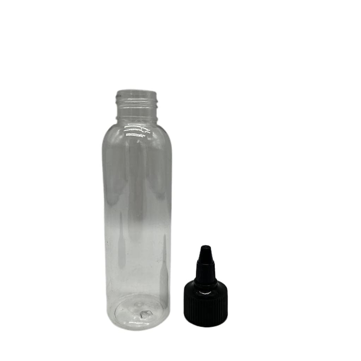 Natural Farms 4 oz Clear Cosmo Plastic Bottles -12 Pack Empty Bottle Refillable - BPA Free - Essential Oils - Aromatherapy | Black Twist Top Cap - Made in the USA