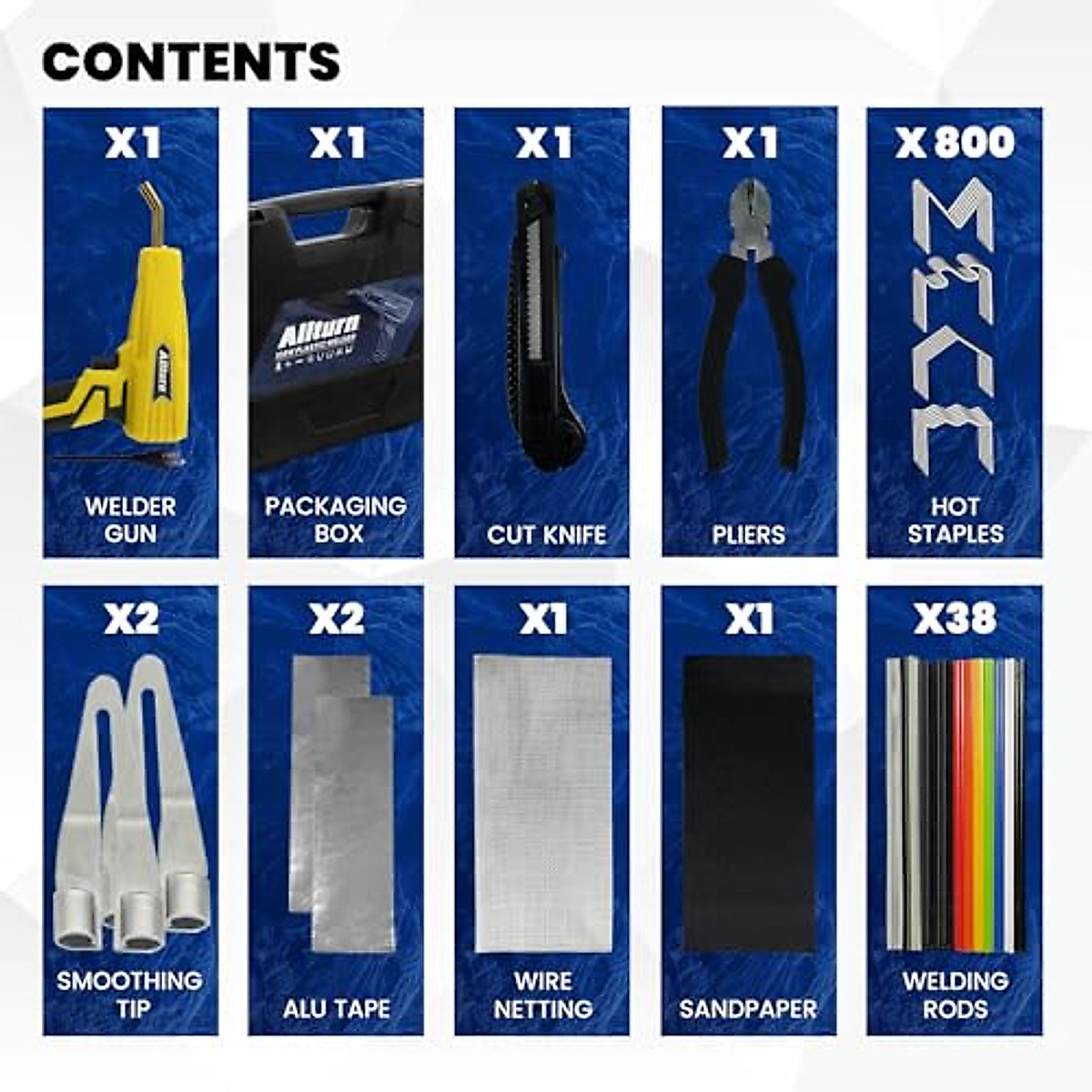 Allturn Upgraded Plastic Welder,Plastic Welding Kit,Hot Stapler Kit,Hot Staples, Plastic Welder Gun (Yellow),Welding Systems,Patent Number D970324.