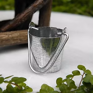 Touch of Nature Mini Fairy Garden Bucket, 1-Inch, Grey