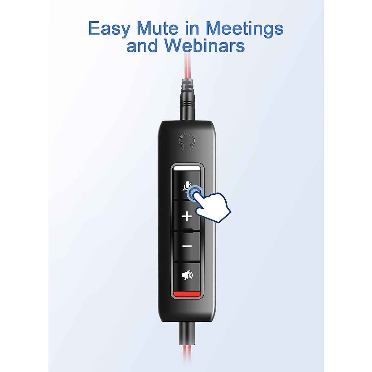 HROEENOI USB Headset with Noise-Cancelling Mic - Wired Headphones for PC, Laptop - Ideal for Zoom, Skype, Call Center, Home Office, 5-Year Warranty