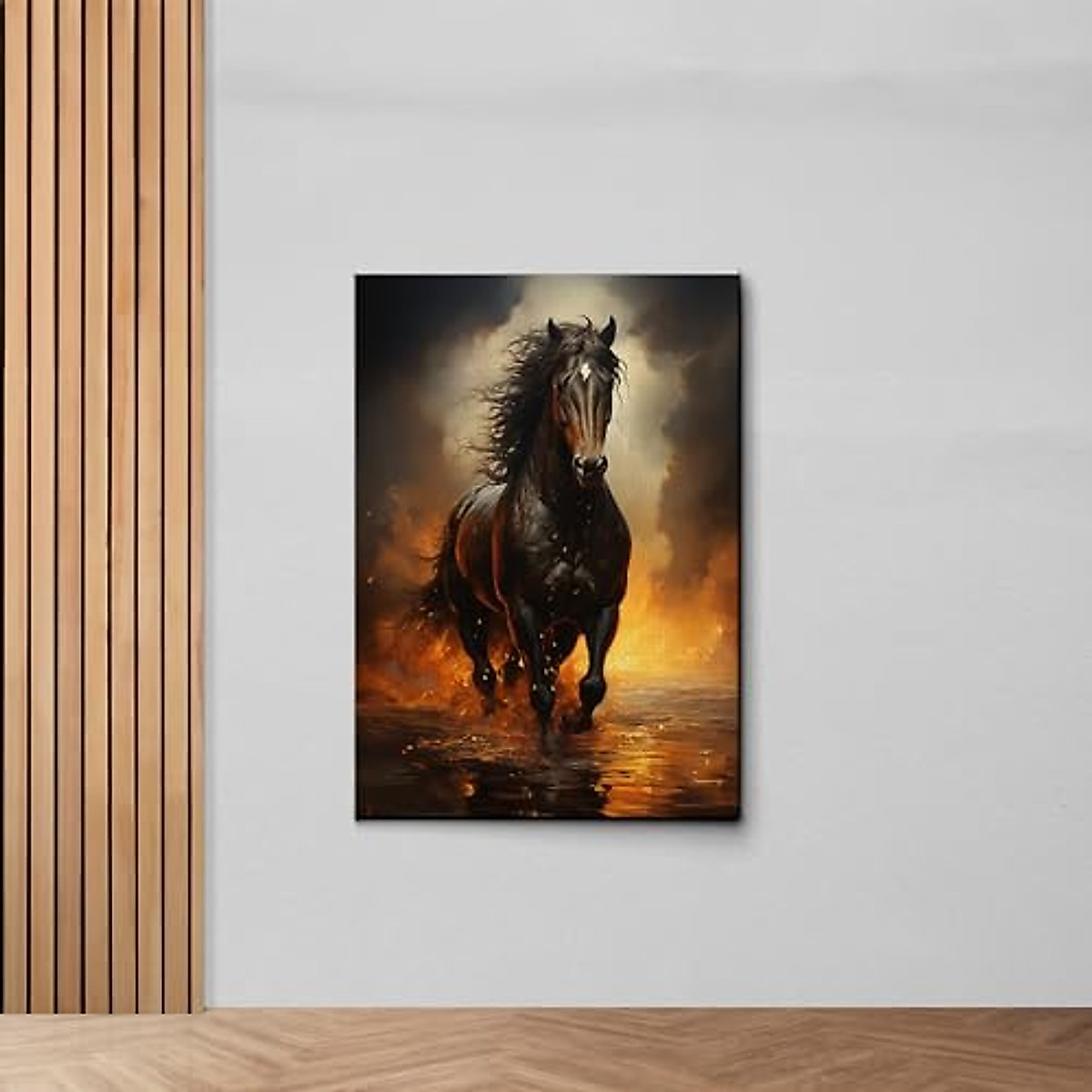 Majestic Black Stallion Galloping In The Clouds, Black Horse On Salt Flats, Canvas Print, Black Horse Print, Black Horse Wall Art, Wall Art, Art Decor