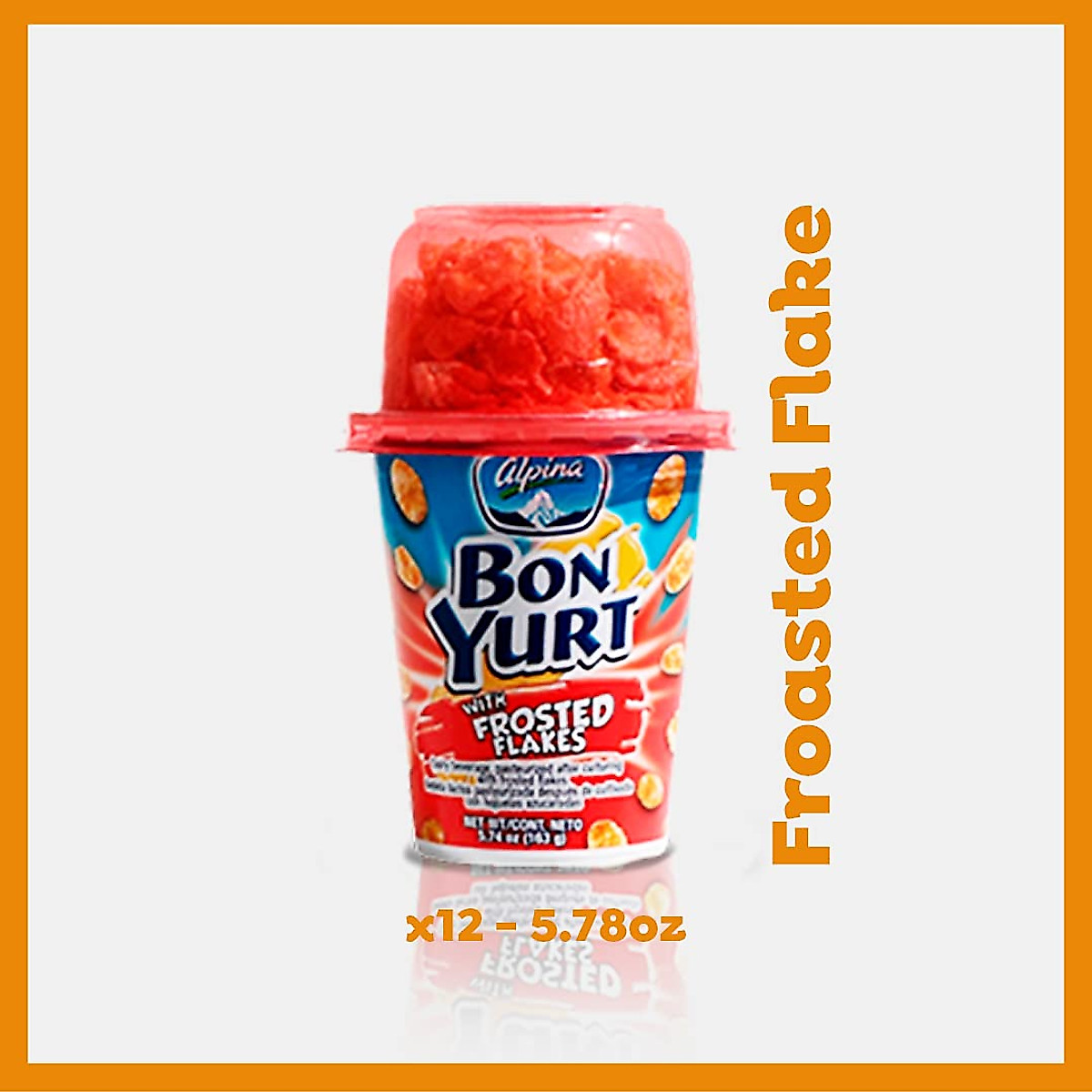 BON YURT ALPINA - Pack of 12, 5.78 Oz - Flip Yogurt with Frosted Flakes Cereal Cups - Breakfast Food Cereals - Kids Yogurt - Yogurt with Toppings