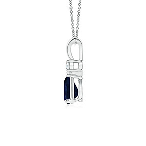 Angara Natural Blue Sapphire Teardrop Pendant Necklace in 14K White Gold for Women with 18" Chain (Grade-A | 7x5mm) | September Birthstone Jewelry Gift for Women |