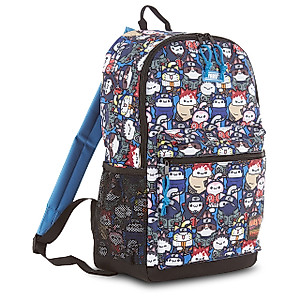 Naruto Cat Nyaruto! Allover Backpack Defense Battle of Konoha Bookbag - Nyaruto! Knapsack for All (Blue)