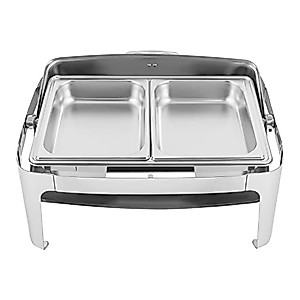 LGXSHOP Roll Top Chafing Dish Roll Top Chafing Dish Buffet Set, 9.54QT Stainless Steel Buffet Server and Warmer, Chafing Dish for Catering Event Parties Buffet (2 Pans)