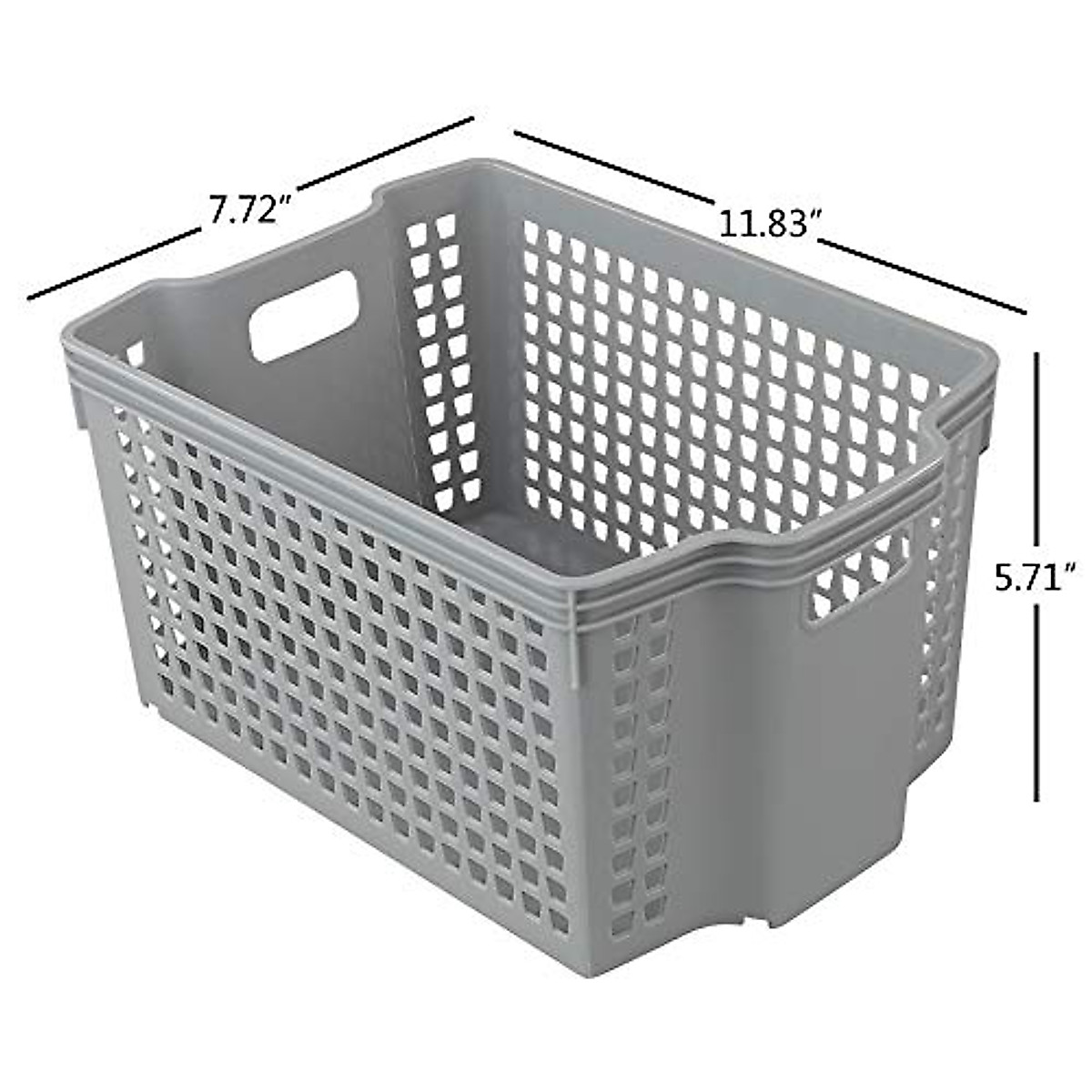 Neadas Plastic Small Deep Stacking Baskets, Stackable Storage Baskets, 6 Packs