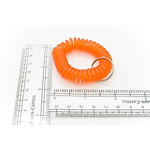 ONDEPOT 100pcs Orange Color Soft Spring Spiral Coil Elastic Wrist Band Key Ring Chain