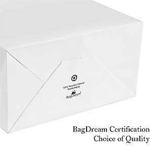 BagDream Kraft Paper Gift Bags with Handles Bulk 50 Pcs 8x4.25x10.5 Inches White Paper Bags with Gift Tags Kraft Bags Retail Bags Heavy Duty Gift Bags