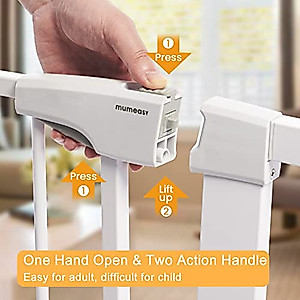 Mumeasy Baby Gate Extra Wide, 29.5"- 51.5" Pressure Mounted Dog Gate with Walk Through Door, Auto Close Pet Gate for Stairs,Doorways,House