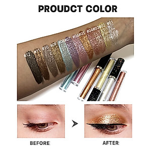 Sliver Gray Glitter Liquid Eyeshadow Stick, Metallic Shimmer High Pigmented Eyeshadow Gel Stick Shiny Glitter Eyeshadow Tube Long-lasting Waterproof Quick Drying Eyeshadow, Creates Smokey Eye Makeup & Multi-dimensional Eye Makeup (Sliver Gray)
