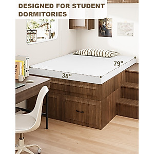 Zenzy 4" Twin Extra Long Firm Memory Foam Mattress Topper, [Removable] [Washable] Cover and [Adjustable] Straps, CertiPUR-US Certified Firm Mattress Topper Twin XL for College Dorm- White