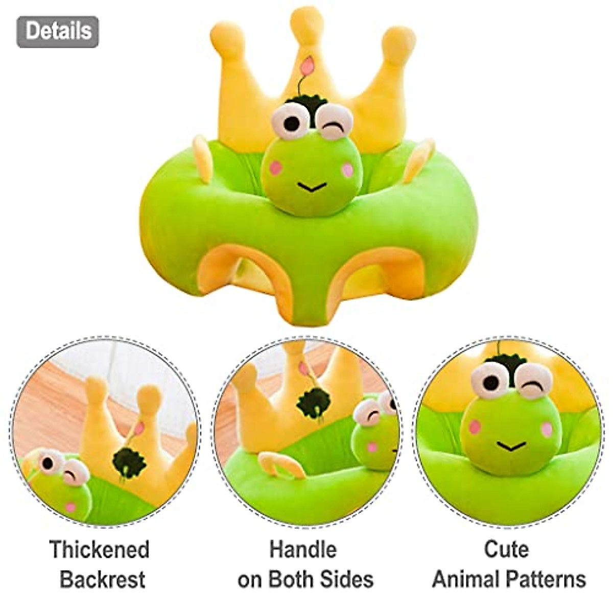 Blublu Park Baby Sofa Chair Soft Plush Cartoon Animals Baby Support Chairs Learning to Sitting Up Plush Shell Chairs, Green Frog
