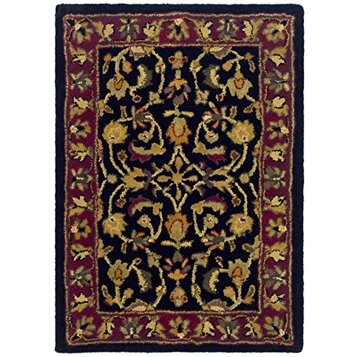 SAFAVIEH Heritage Collection Accent Rug - 2'3" x 4', Black & Red, Handmade Traditional Oriental Wool, Ideal for High Traffic Areas in Entryway, Living Room, Bedroom (HG953A)