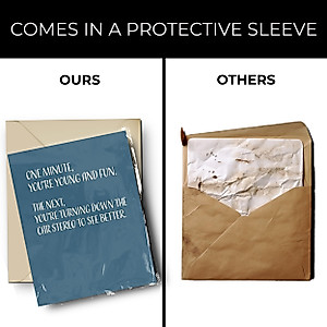 Funny Birthday Cards For Men and Women, Happy Birthday Card For Him Or Her, Single 4.25 X 5.5 Greeting Card With Envelope, Blank Inside, One Minute, You're Young And Fun, Modern Wit