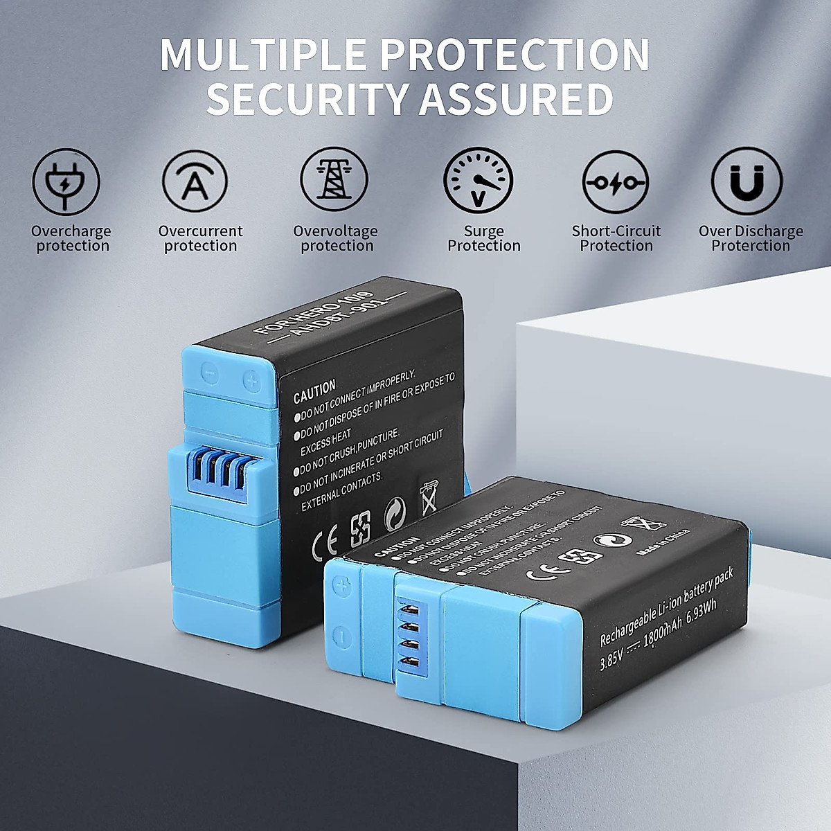 Eeyrnduy Rechargeable Battery Replacement for Gopro Hero 9/Hero 10/Hero 11 Black Camera 3-Pack Batteries and 3-Channel USB Charger Combo