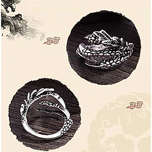 Dragon Claw Ring Silver Ouroboros Snake Serpent Cobra Game of Thrones GOT Medieval Steampunk Stainless Steel Leviathan Poseidon Coiled Dragon Sea Beach Mayan (Dragon Claw) (9)