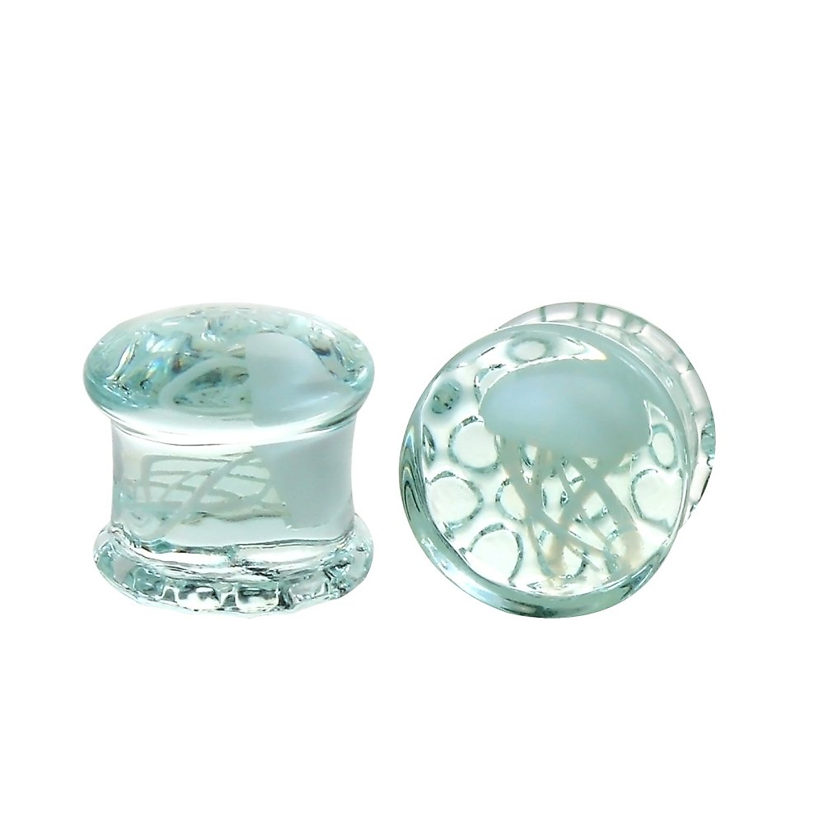 TOPBRIGHT 0G 00G 1/2 inch Spiral Glass Tapers with Jellyfish Ear Expander Plugs Glass Ear Piercing Gauges