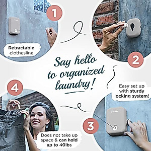 GorillaLine - Retractable Clothesline Indoor Outdoor Clothes Line | Heavy Duty Clothes Drying Laundry Line | Wall Mounted Drying Rack Clothing Line | Retracting Hanging | Lock to Prevent Sagging