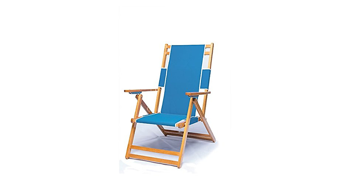Heavy Duty Oak Wooden Beach Chair - Durable Folding Recliner for Resorts