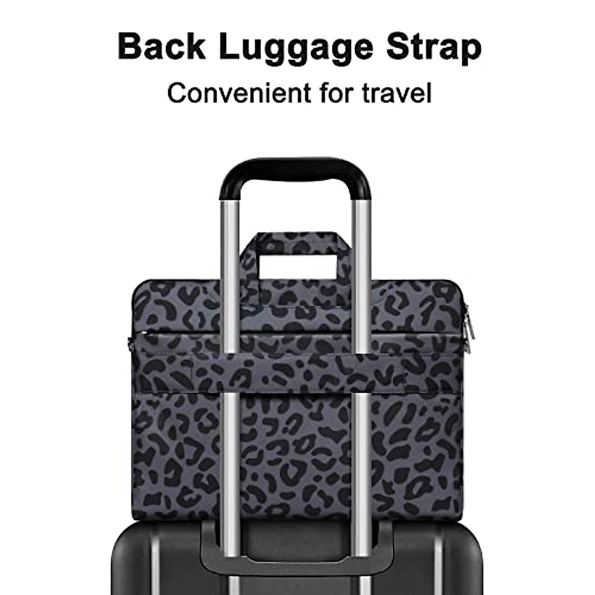 MOSISO Laptop Shoulder Bag Compatible with MacBook Air/Pro,13-13.3 inch Notebook,Compatible with MacBook Pro 14 inch M3 M2 M1 Pro Max 2023-2021, Leopard Grain Briefcase Sleeve with Belt