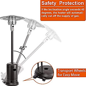 UEIDIHI Portable Outdoor Heater, 50,000 BTU Tabletop Patio Heater with Wheels, Propane Gas Heater with Triple Protection System, Suitable for Garden, Patio