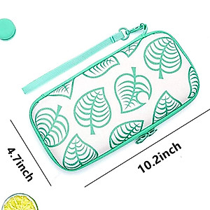 Carry Case for Nintendo Switch, Shockproof Hard Shell Protective Cover Portable Travel Bag, New Leaf Crossing Carrying Case for Nintendo Switch with 10 Game Card Slots and Inner Pocket