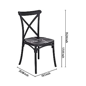 CangLong Leisure Chairs Modern Design Dining Chairs Armless Chair, Cross Back Chair Breathable backrest Living Room Lounge Chair Student Dormitory Learning Chair PP Material, Set of 2, Black