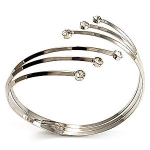 Avalaya Silver Tone Crystal Armlet Bangle - Adjustable