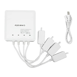 Tnfeeon Drone Battery Charging Hub, 4 Way Plastic Casing 5V 3A USB Output Drone Battery Charger for Mini 3 Pro (US Plug 100‑240V)