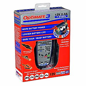 Optimate 3, TM-431, 7-Step 12V 0.8A Sealed Battery Saving Charger & maintainer