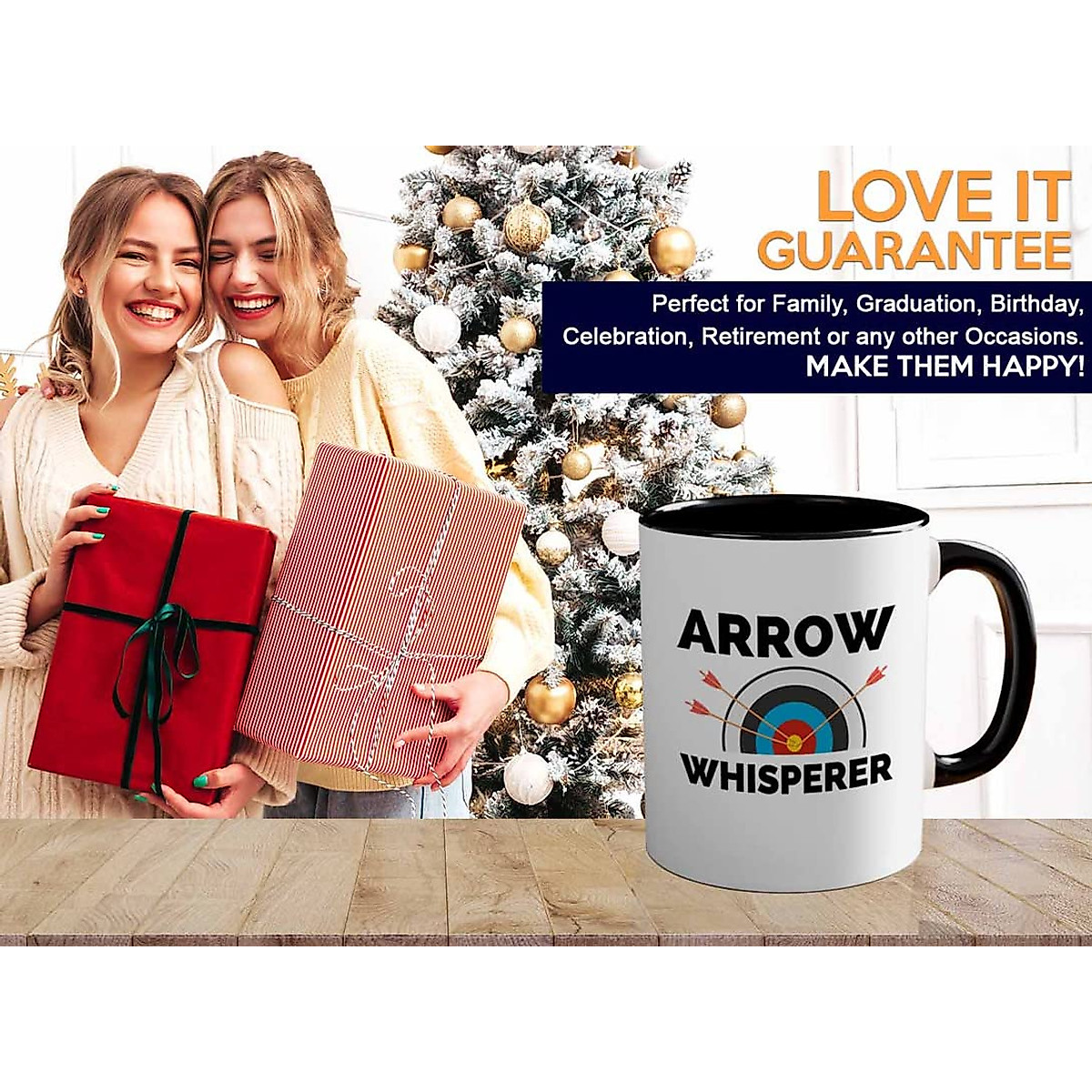 Archery 2Tone Black Mug 11oz - Arrow Whisperer - Archery Trainer Bowfishing Deer Shooting Target Shot