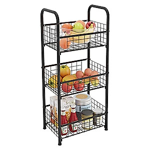 PROXRACER 3-Tier FreeStanding Open Shelf,Bathroom Organizer Shelves Unit with Adjustable Feet, Metal Steel Storage Tower Organizer Rack Basket Cart for Bathroom, Living Room, Balcony, Kitchen